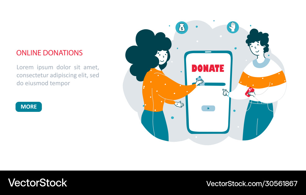 People make online donations flat landing page Vector Image