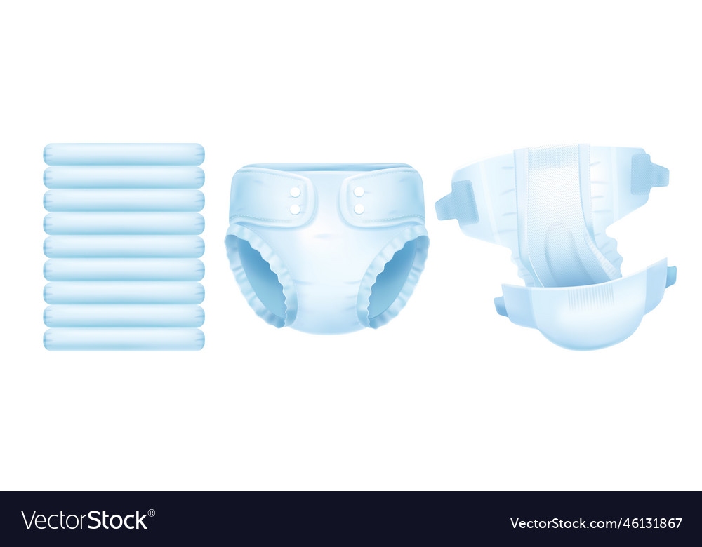 Realistic diapers stack set Royalty Free Vector Image