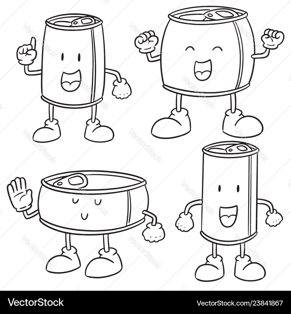 Set of can cartoon Royalty Free Vector Image - VectorStock