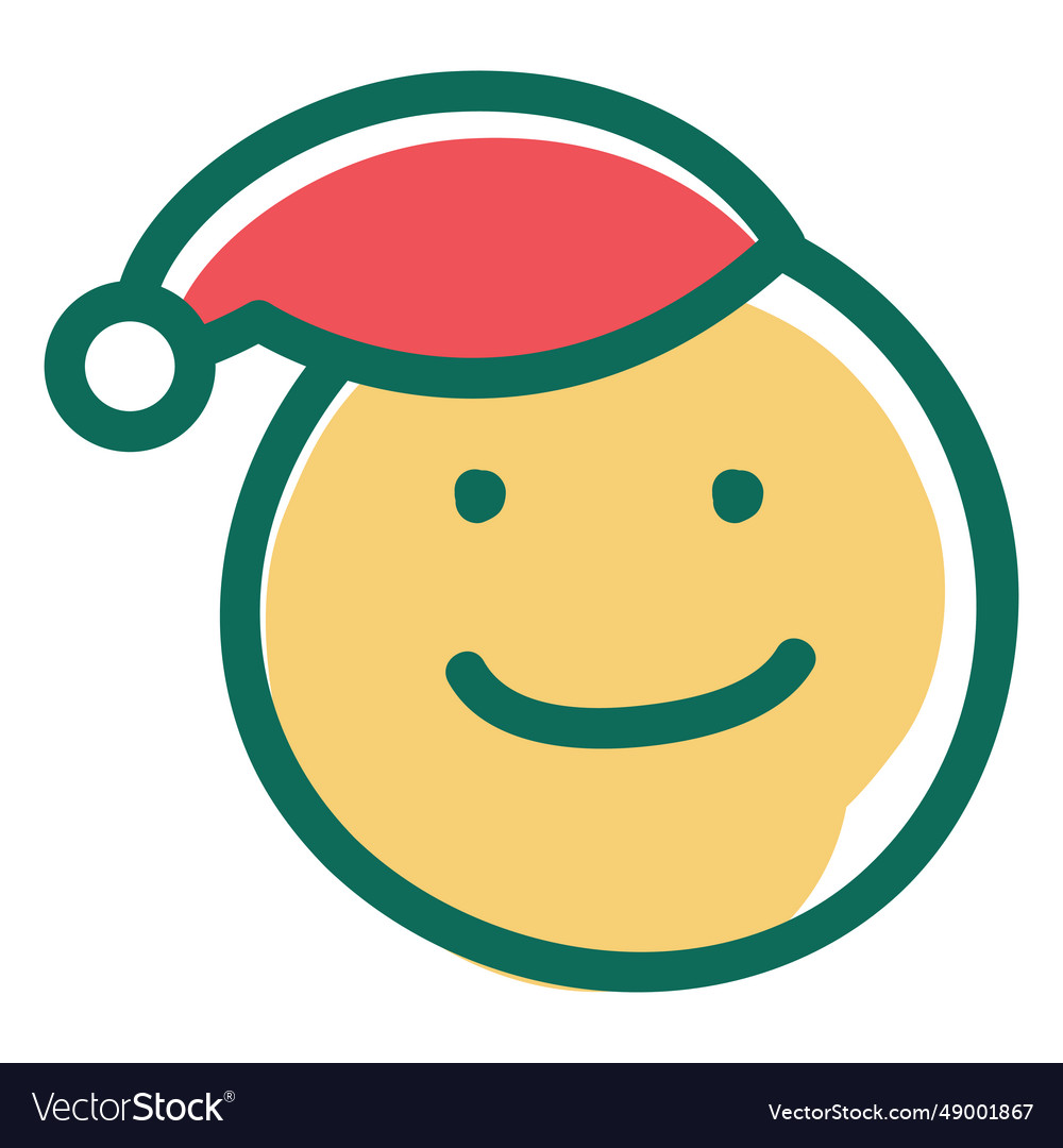 Smile santa claus hat face emoticon 16 Royalty Free Vector