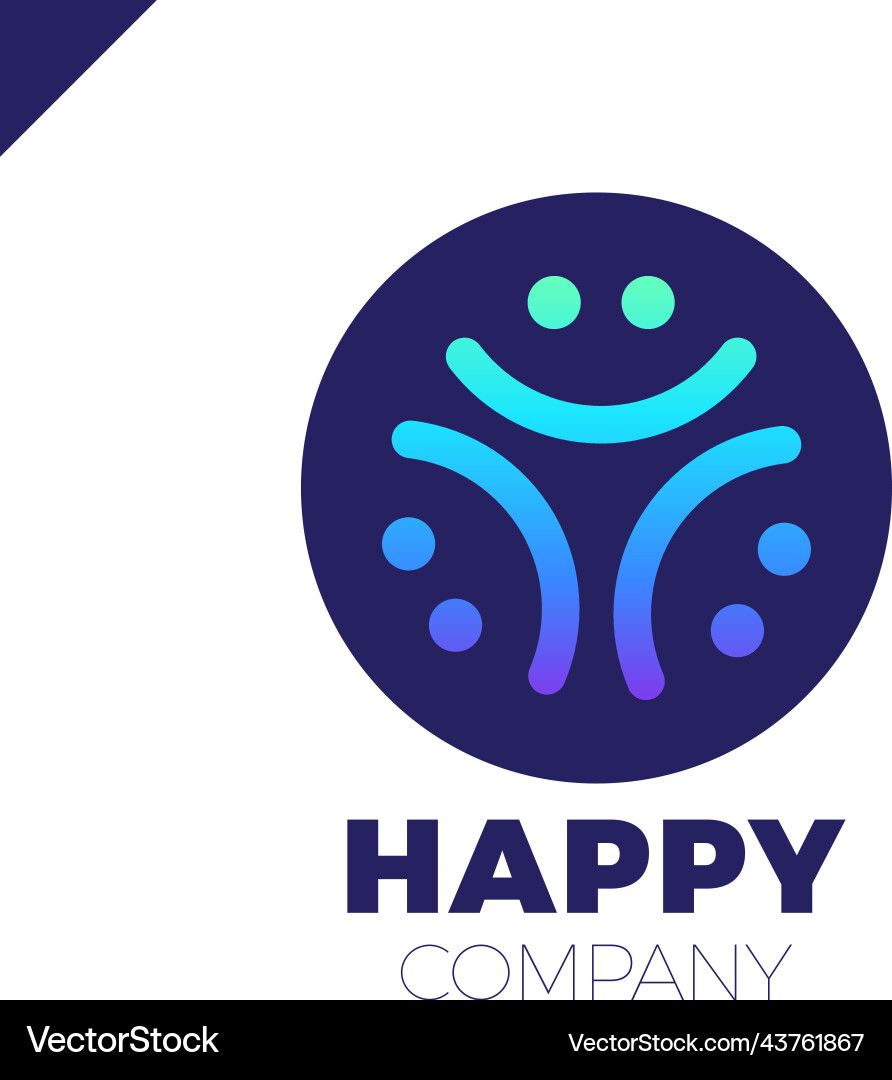 Three smile people logo - happy community icon Vector Image