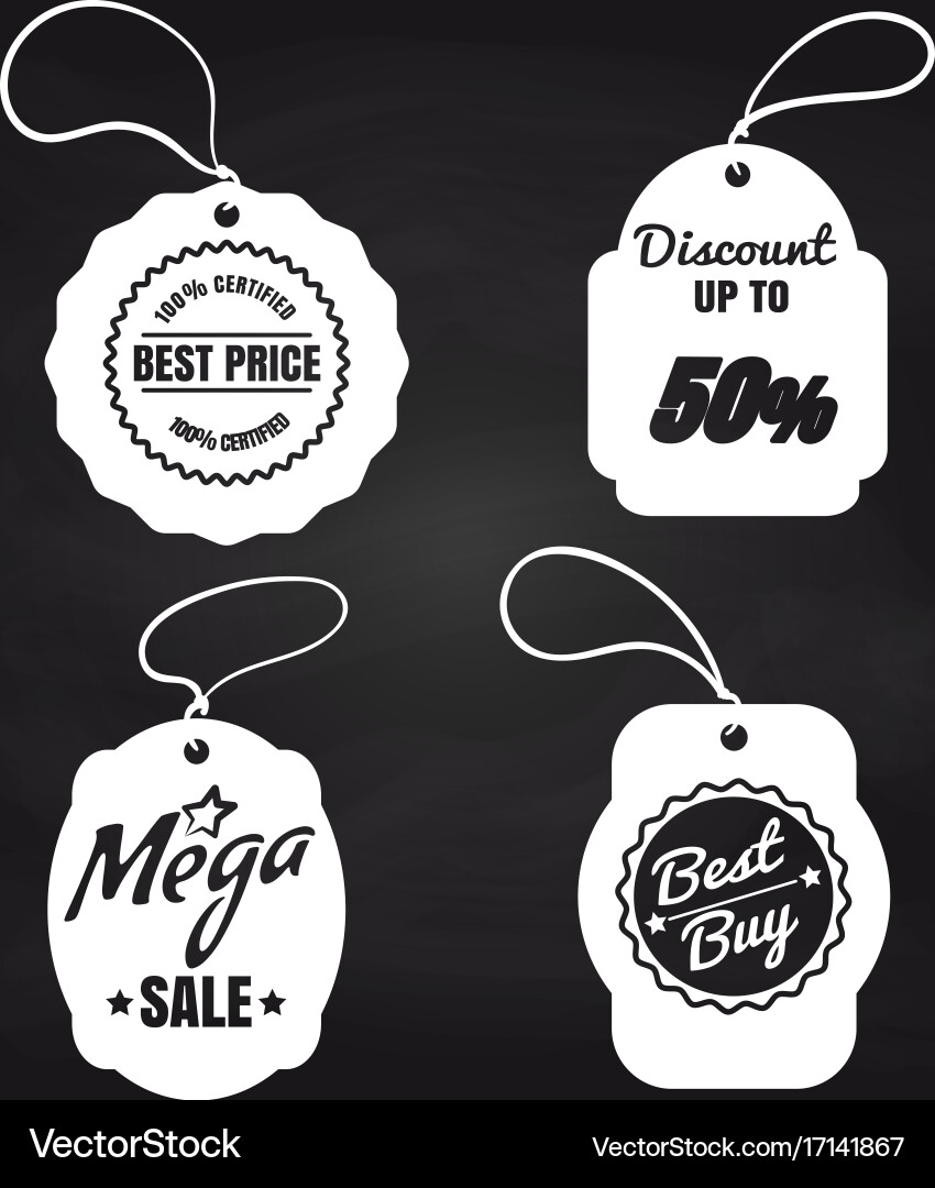 White sale label on blackboard Royalty Free Vector Image