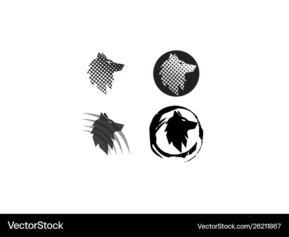 Wolf head in a circle effect and claws logo Vector Image