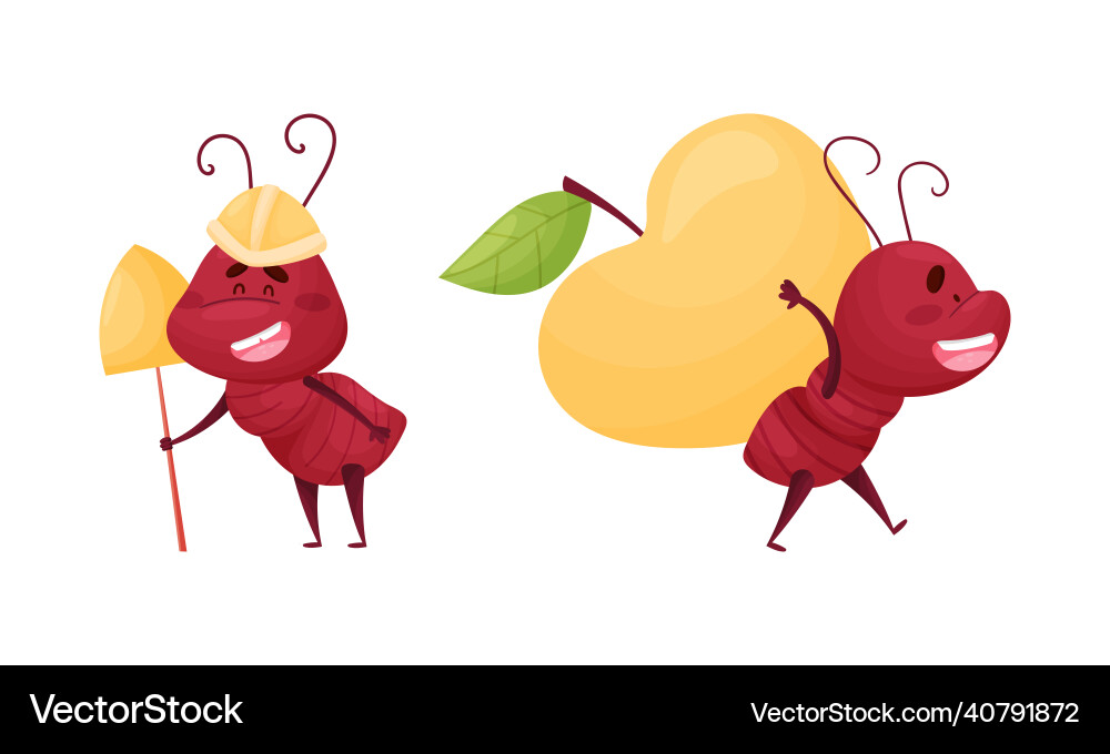 Ant doing various actions set funny insects Vector Image