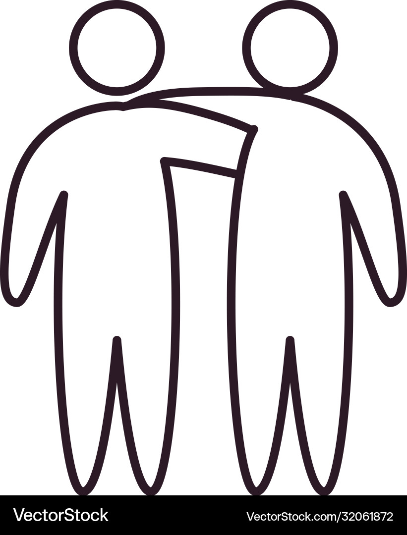 Avatars persons friends hugging line style icon Vector Image