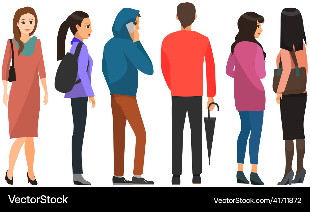 Backview of people looking at something men Vector Image