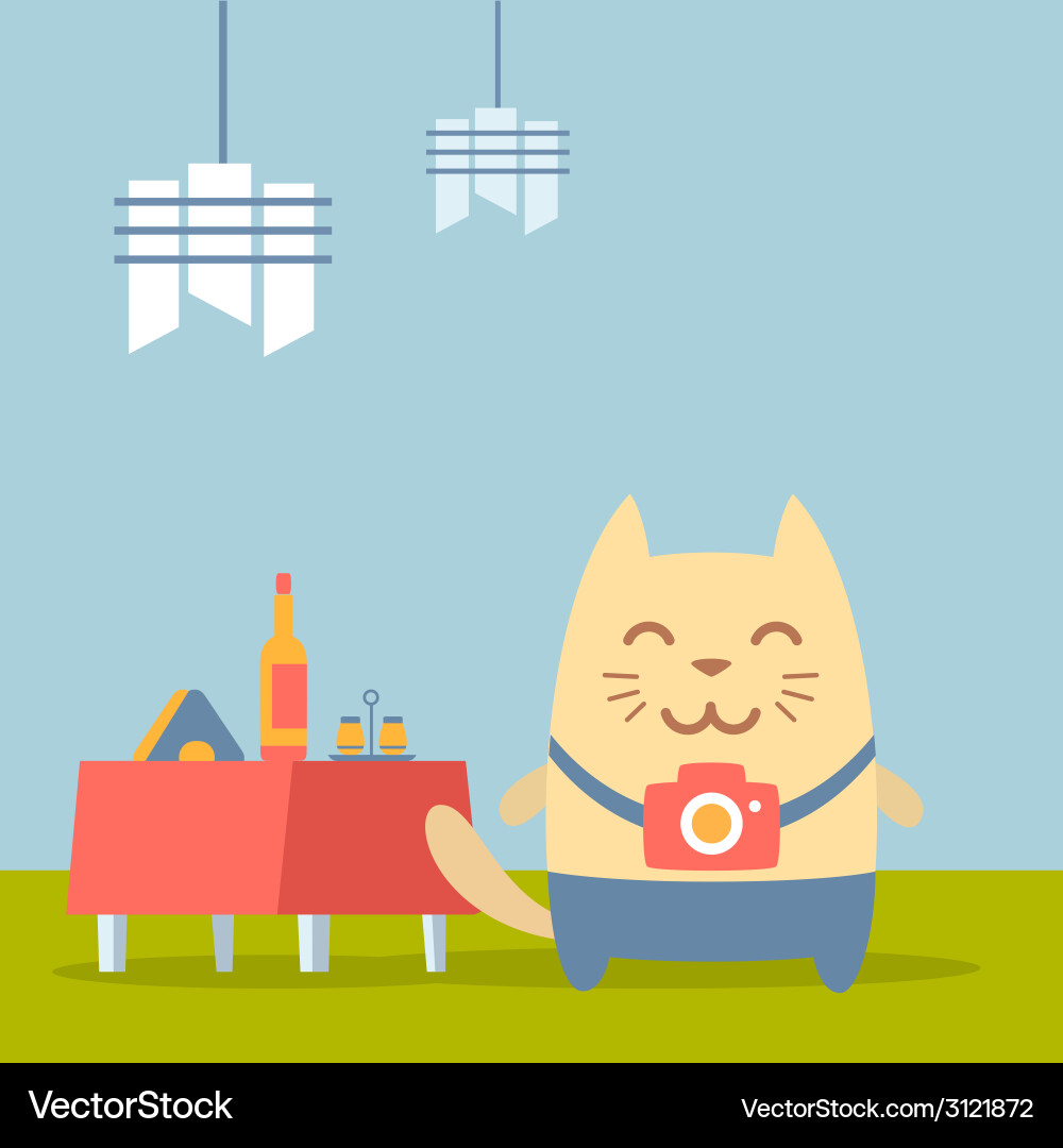 Character photographer with a camera colorful flat