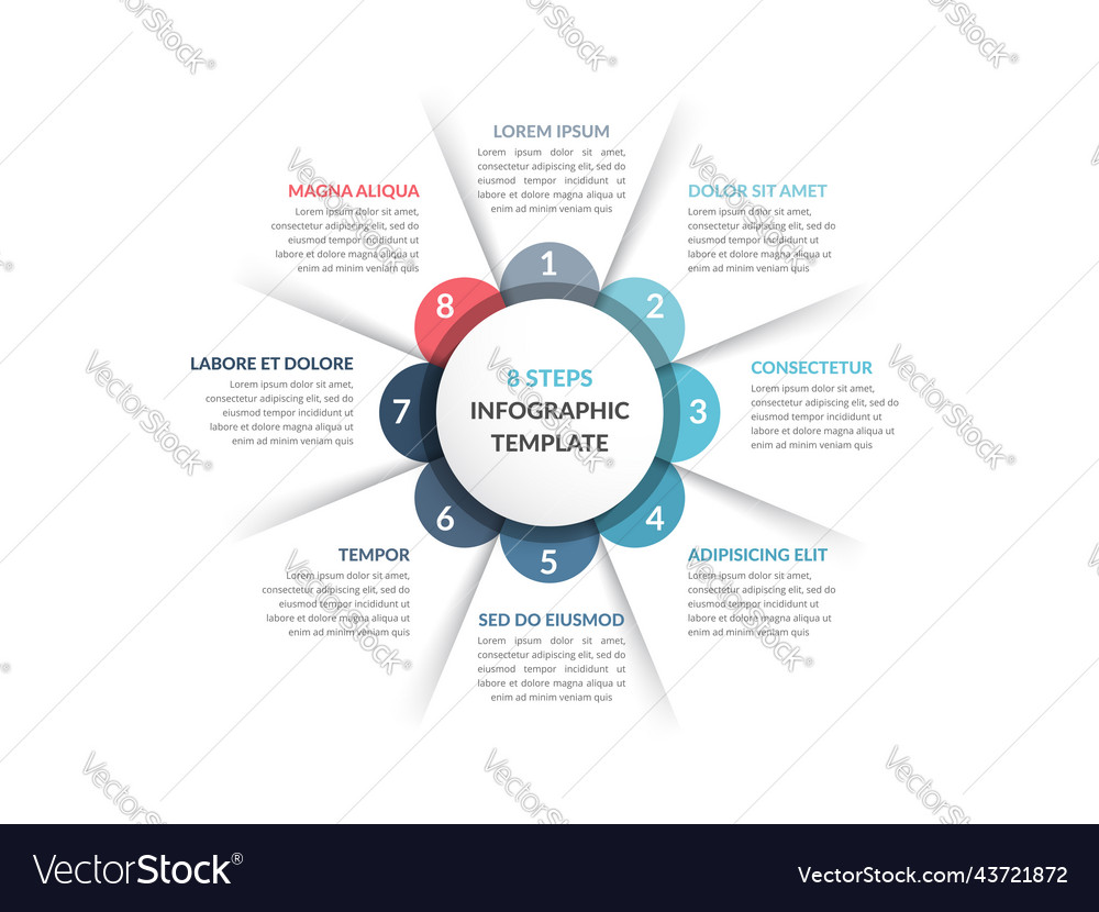 Circle infographics - eight elements Royalty Free Vector