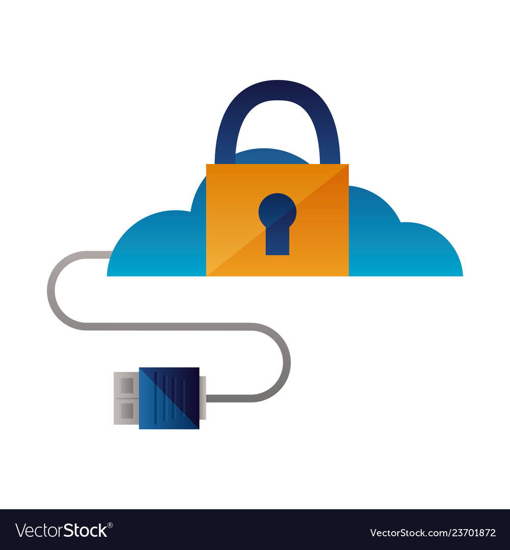 Cloud computing security data cable Royalty Free Vector