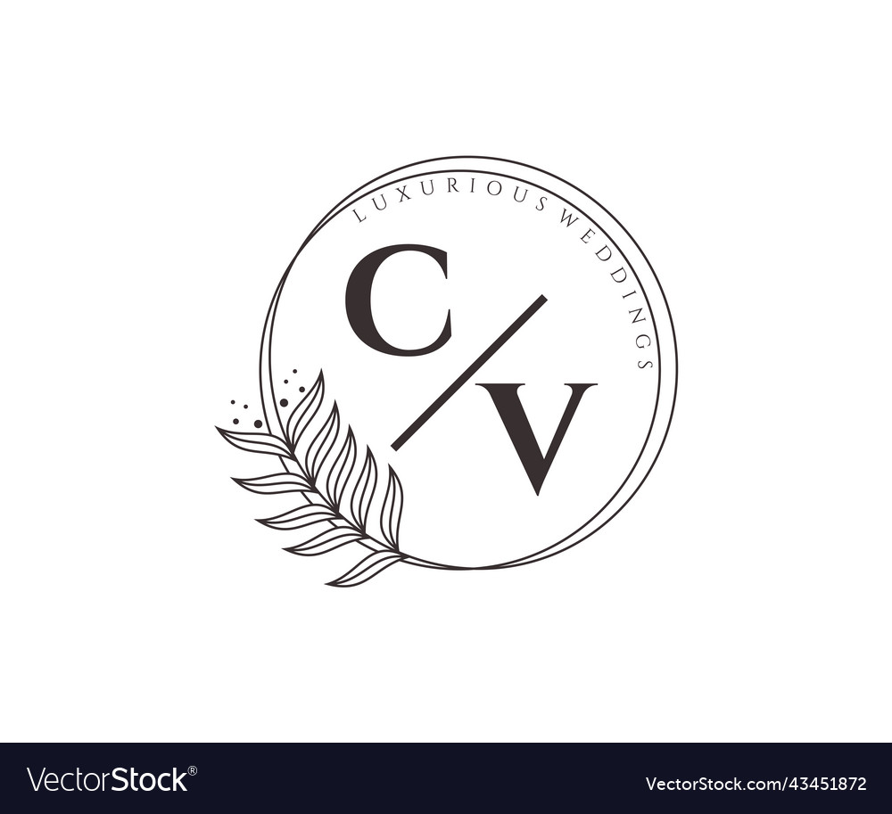 Cv initials letter wedding monogram logos Vector Image