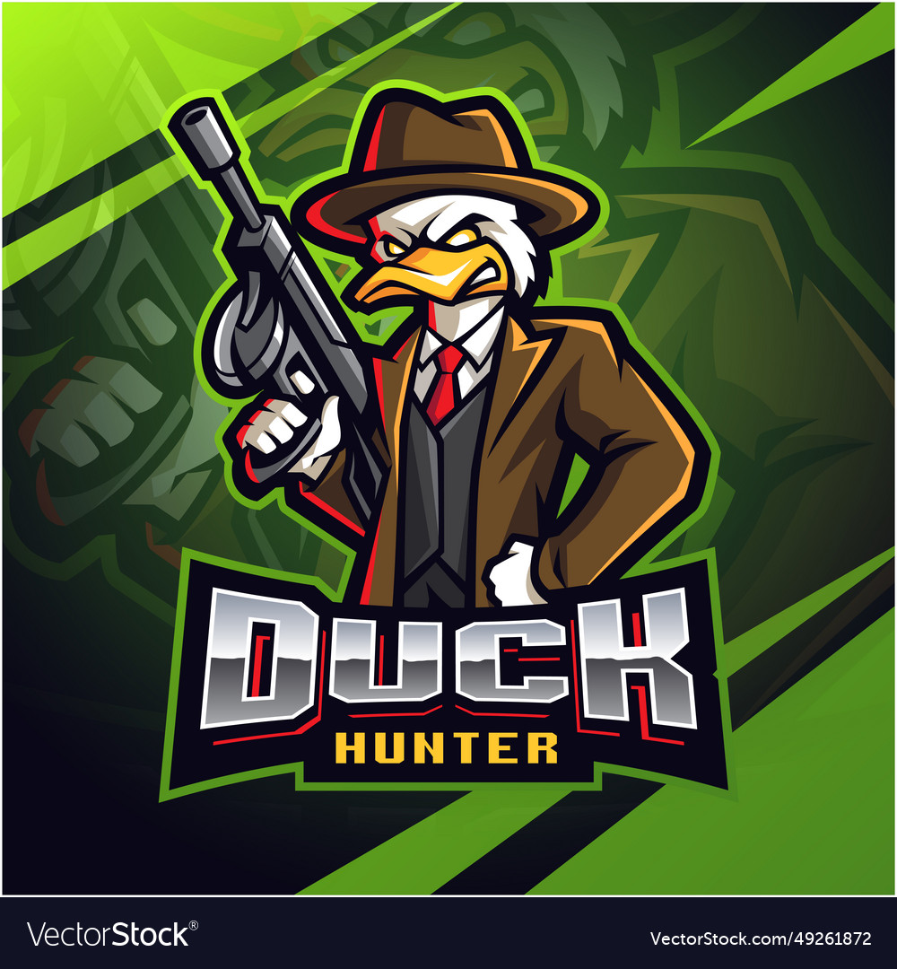 Duck hunter esport mascot logo design Royalty Free Vector