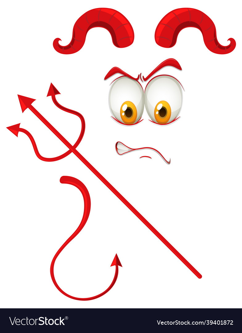 Evil face with devil element Royalty Free Vector Image