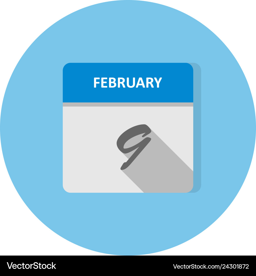 February date on a single day calendar Royalty Free Vector