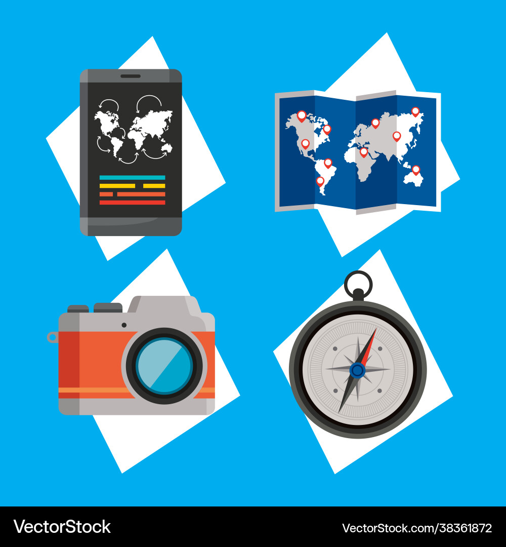 Four traveling icons Royalty Free Vector Image