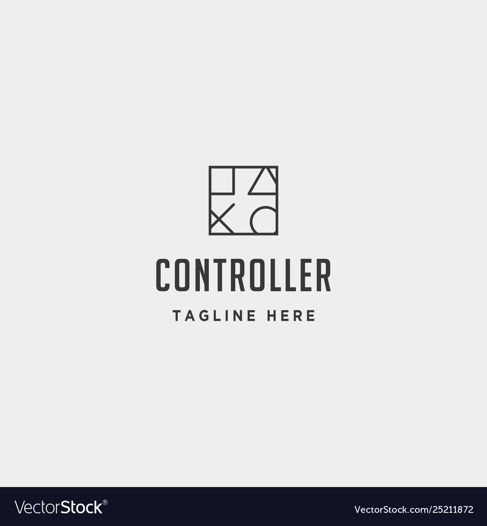 Game controller simple logo line template icon Vector Image