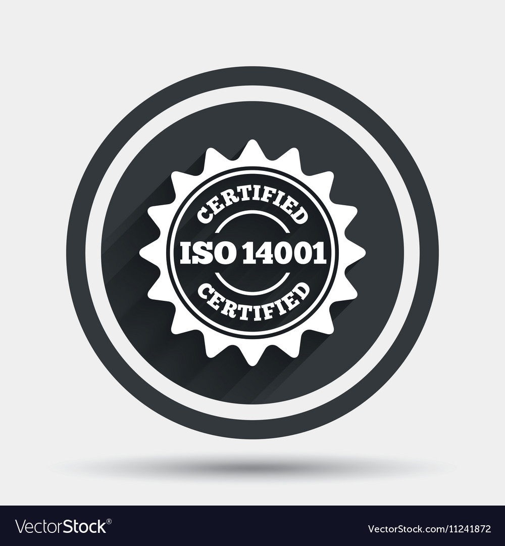 Iso 14001 certified sign certification stamp Vector Image