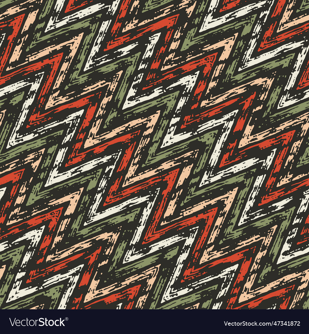 Multicolor splattered textured zigzag pattern Vector Image