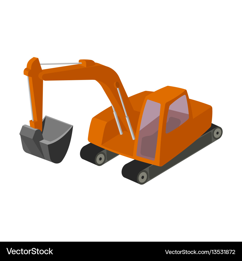 Orange excavator with a bucket machine for mine Vector Image