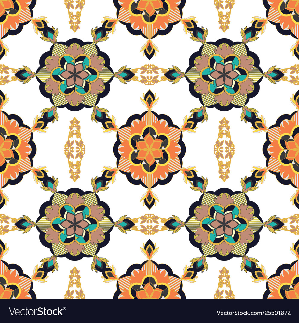 Ornate pattern with mandala elements Royalty Free Vector