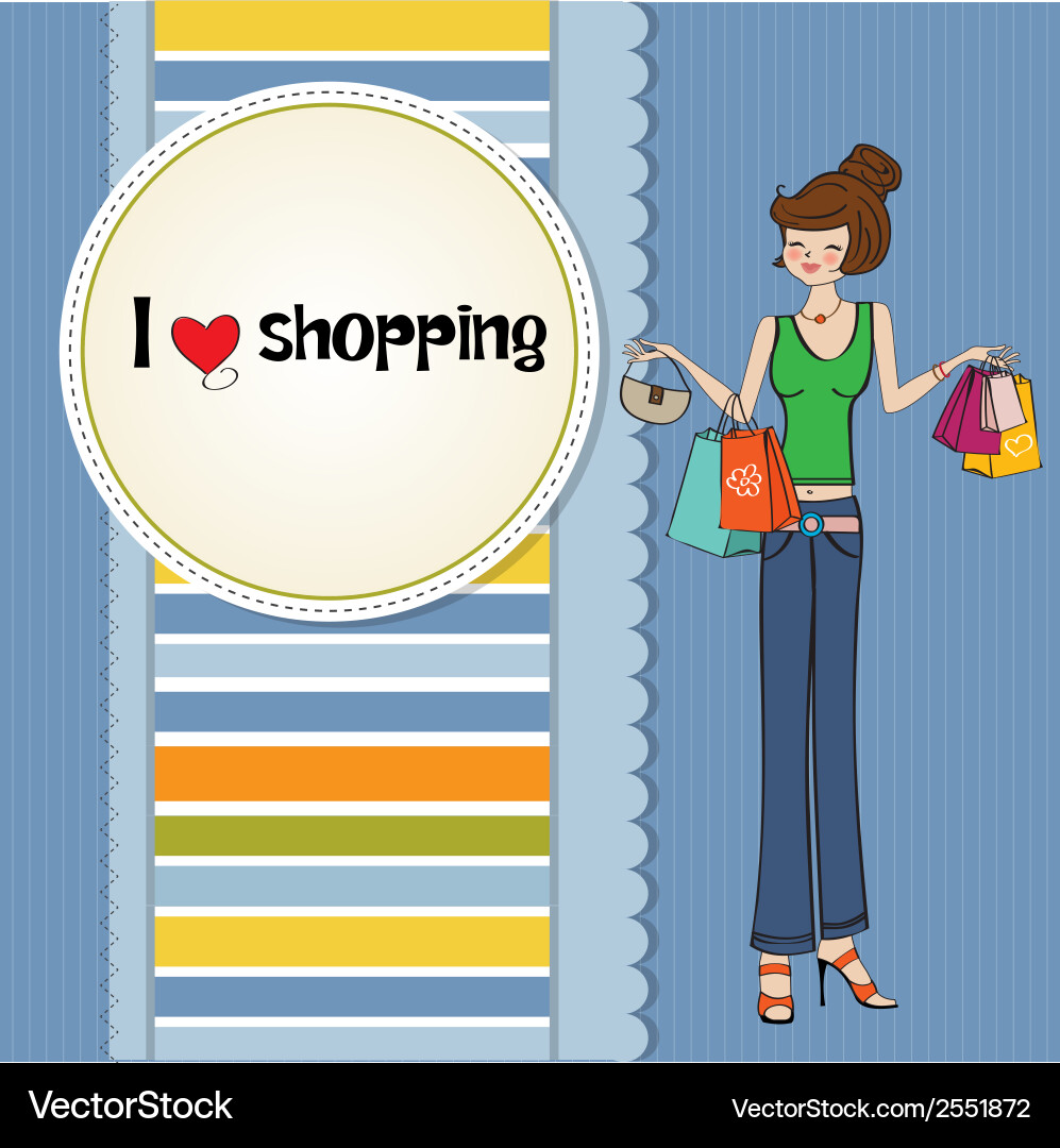 Pretty young lady at shopping Royalty Free Vector Image