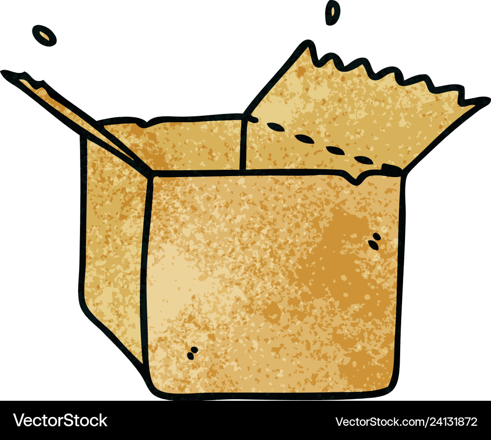 Quirky hand drawn cartoon open box Royalty Free Vector Image