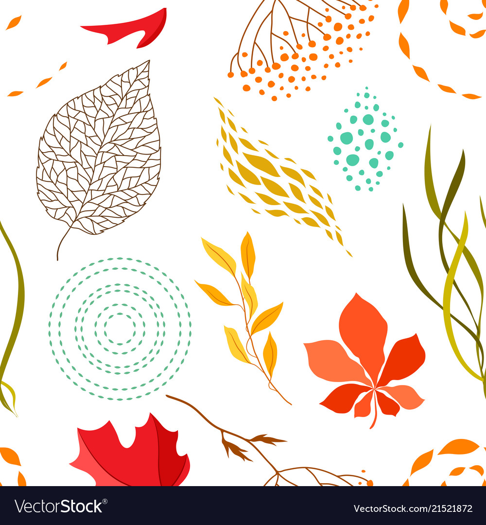 Seamless pattern with falling leaves Royalty Free Vector