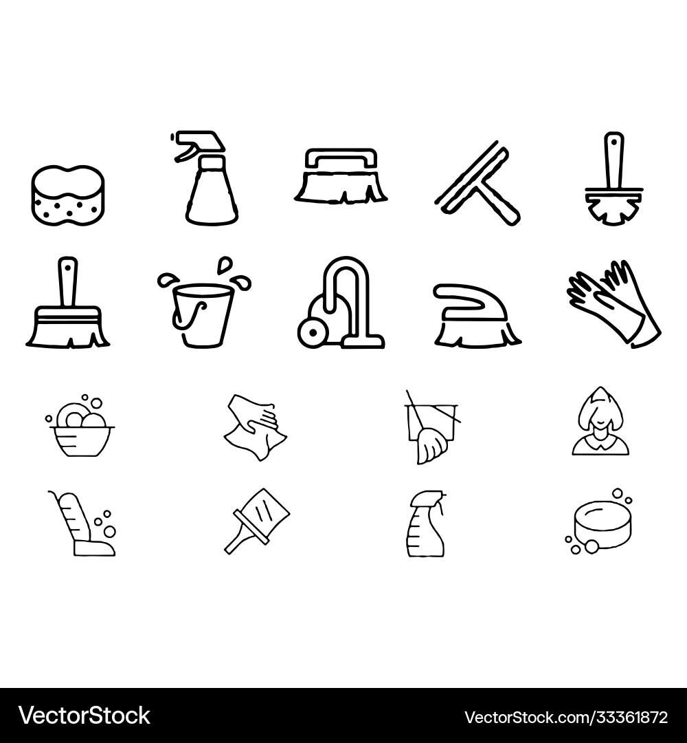 Set cleaning related line icons Royalty Free Vector Image