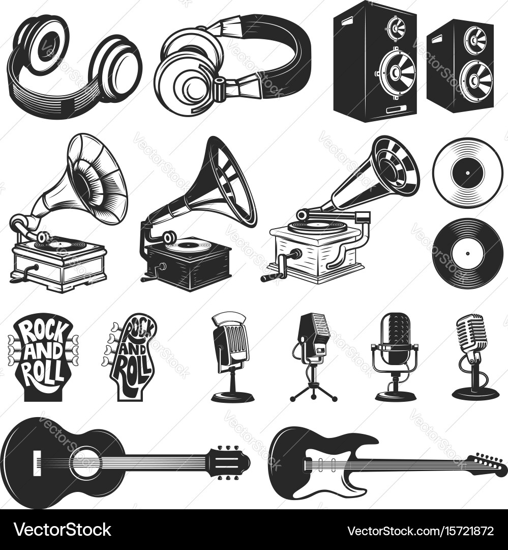 Set of design elements for music labels Royalty Free Vector