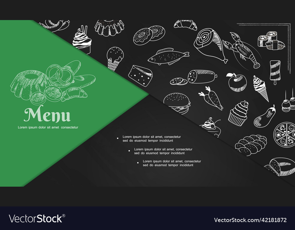Sketch cafe menu elements composition Royalty Free Vector