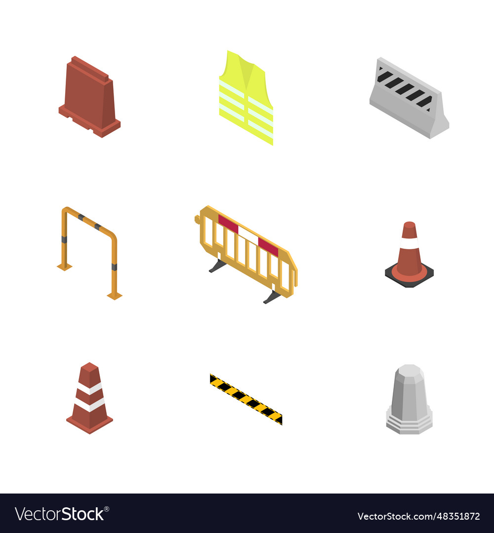 Under construction design elements flat 3d Vector Image