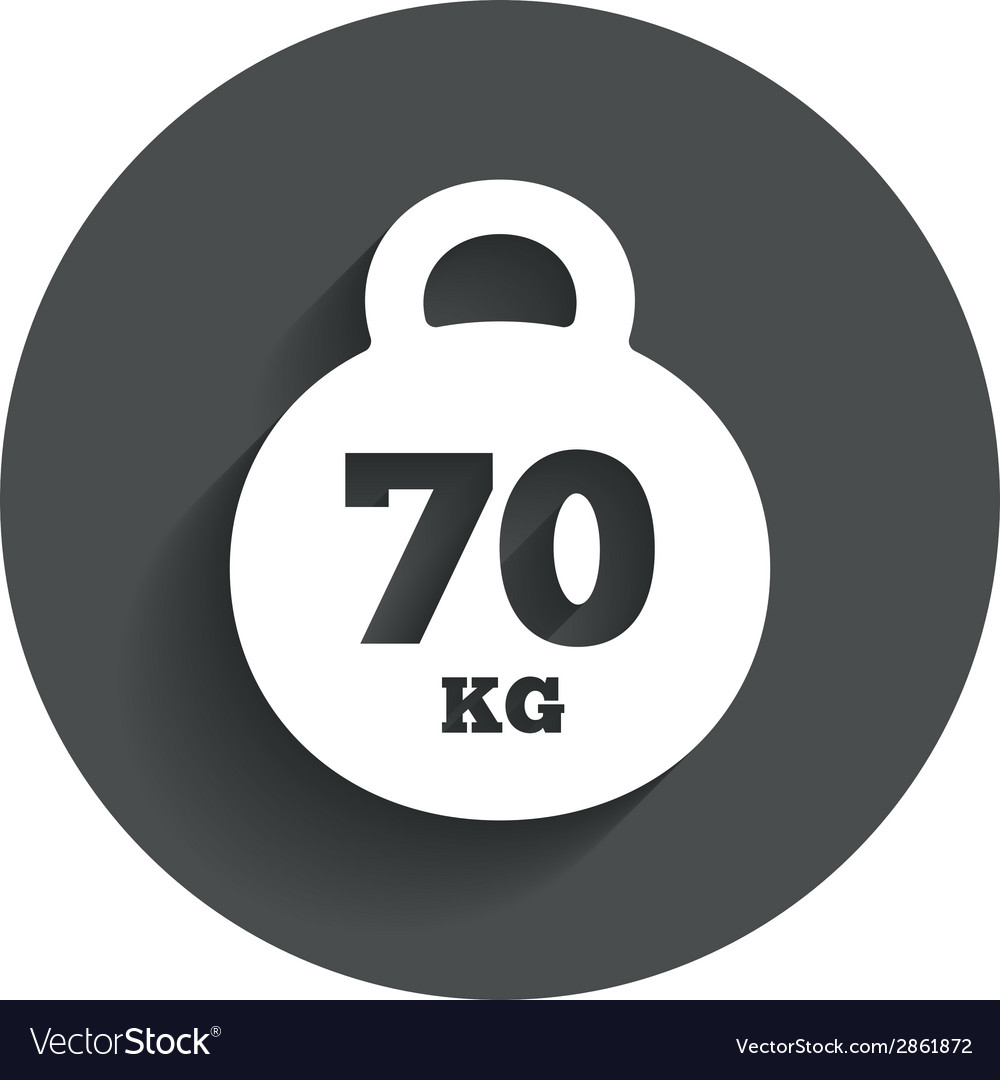 Weight sign icon 70 kilogram kg sport symbol Vector Image