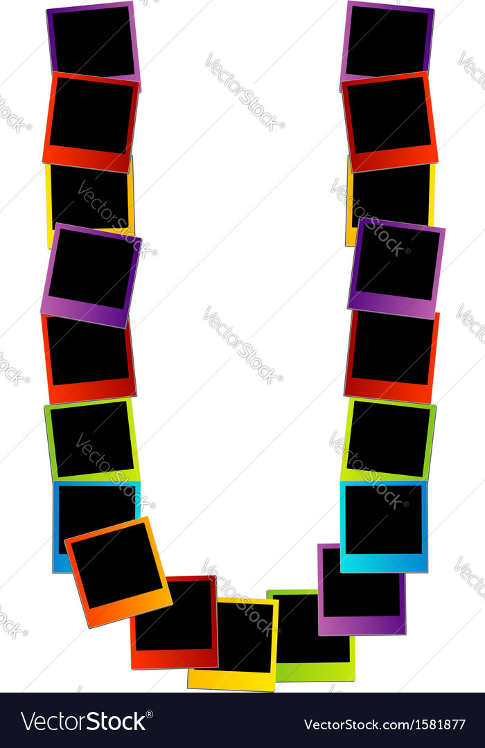 Alphabet u with colorful polaroids Royalty Free Vector Image
