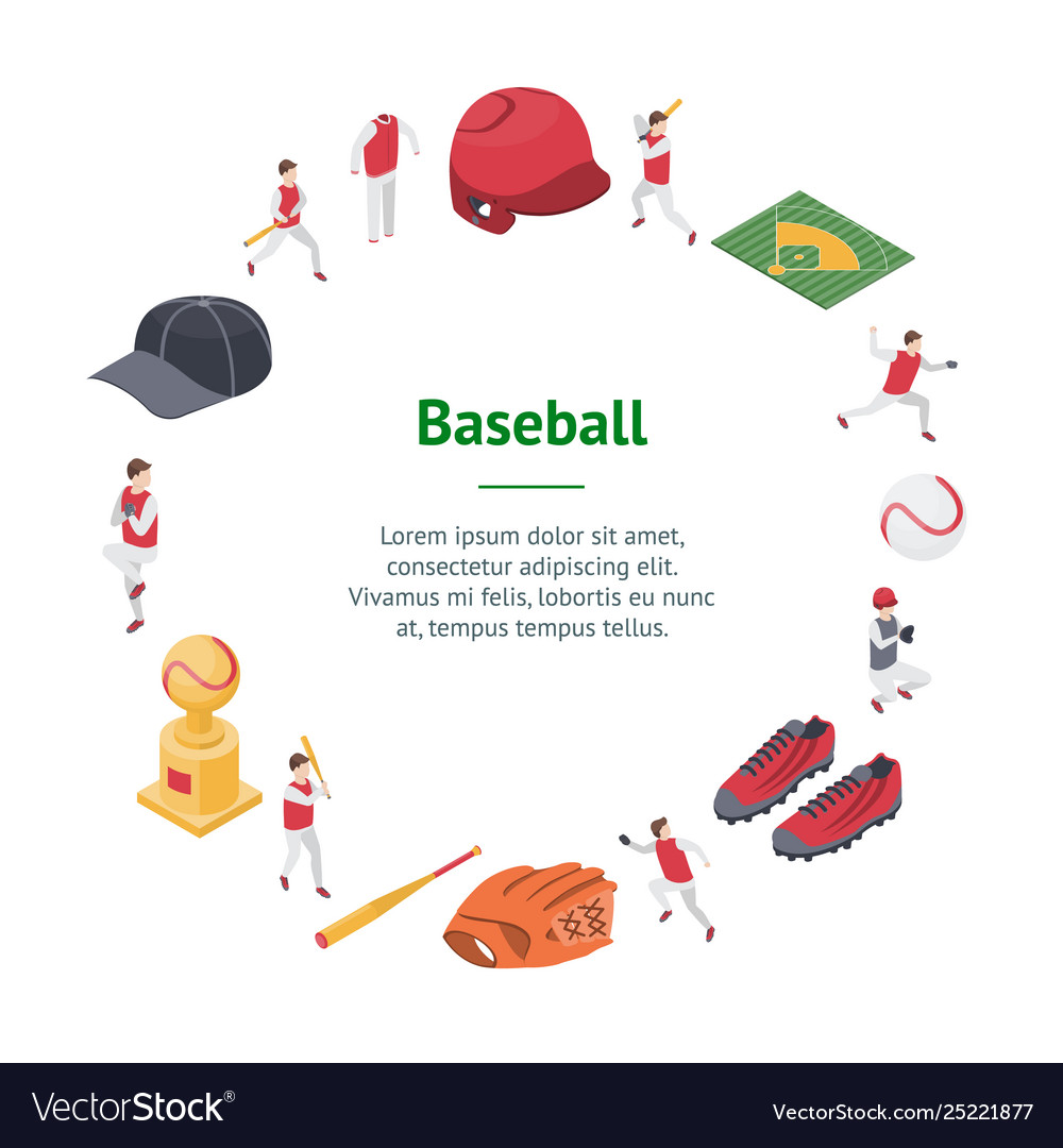 Baseball game sport signs 3d banner card circle Vector Image Baseball game sport signs 3d banner card circle Vector Image