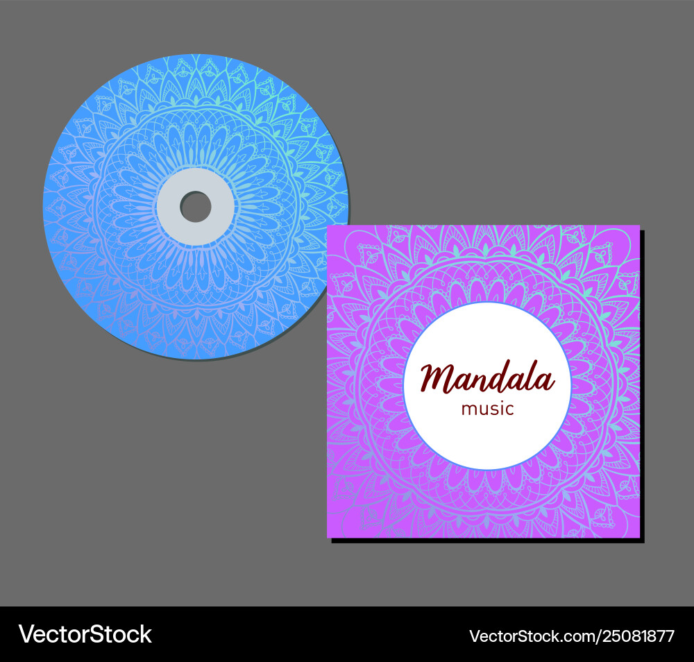 Cd cover design template with floral mandala style
