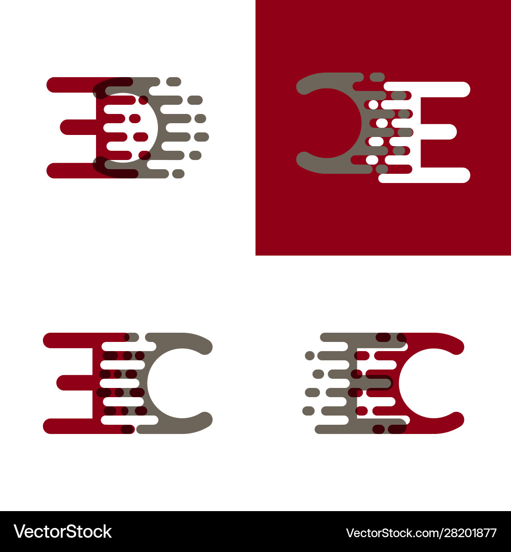 Ec letters logo with accent speed in drak red Vector Image