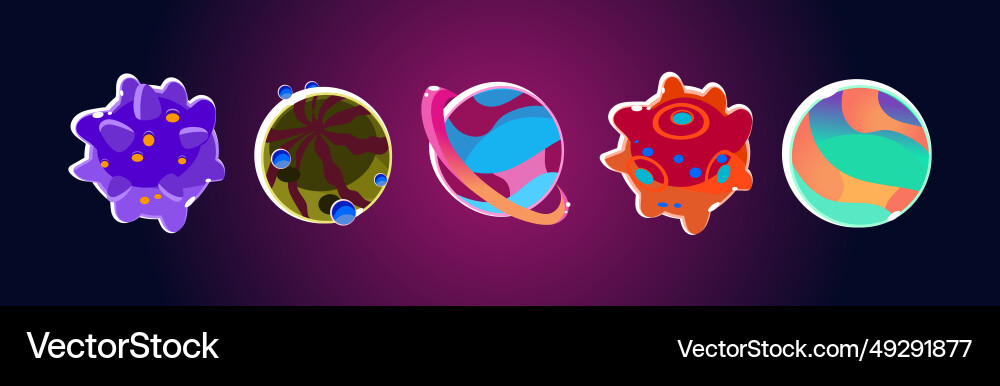Fantasy alien planets for ui space game set Vector Image