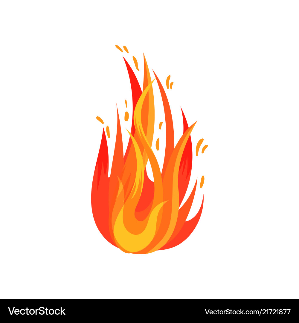 Flat icon of red-orange fire brightly Royalty Free Vector
