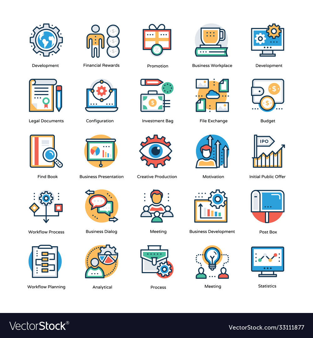 Icons collection project management in flat Vector Image