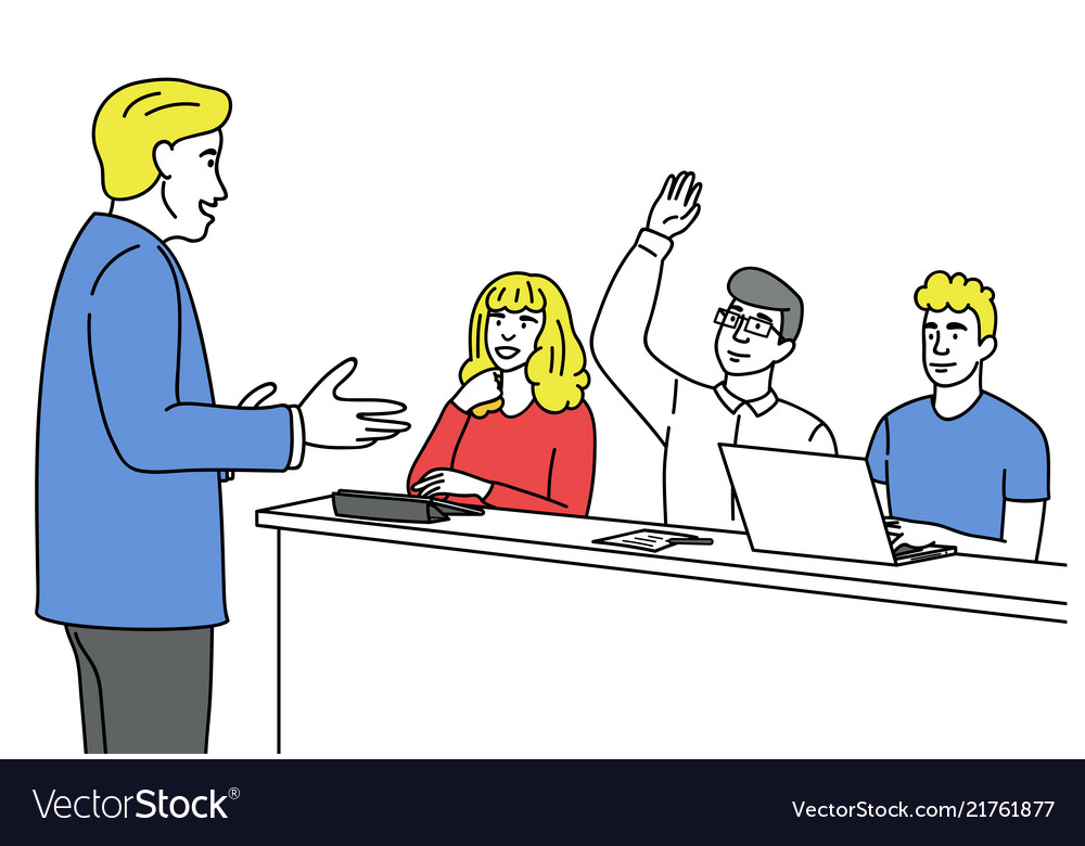 Man asking with raised hand Royalty Free Vector Image