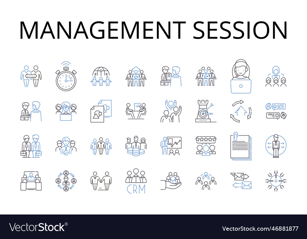Management session line icons collection business Vector Image