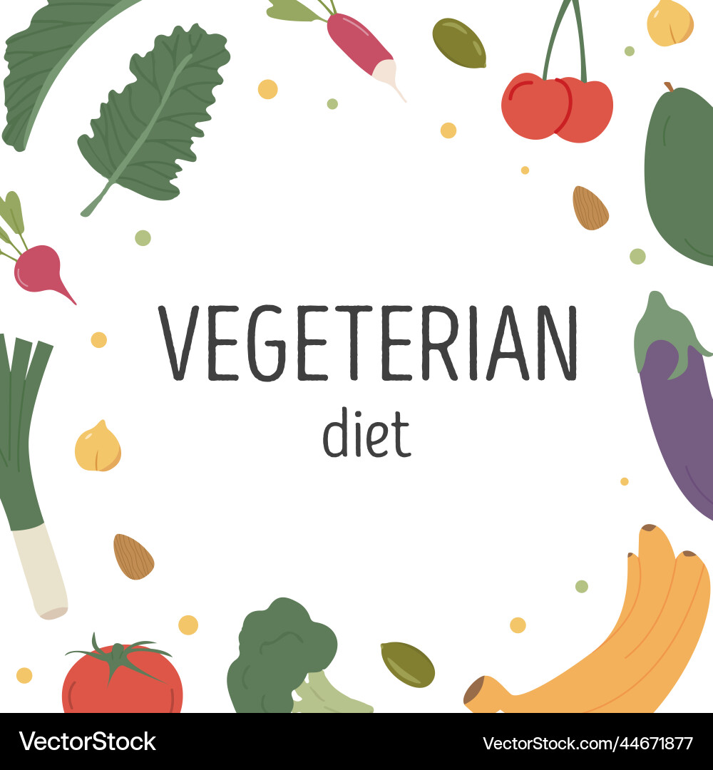 Minimalist border with healthy organic vegetables Vector Image