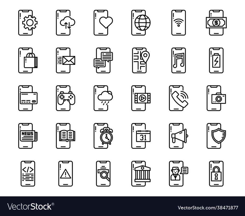 Mobile Application Outline Icon And Symbol Vector Image