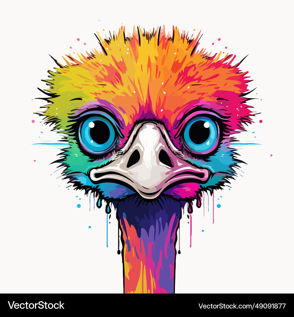 Ostrich t-shirt design graphic Royalty Free Vector Image
