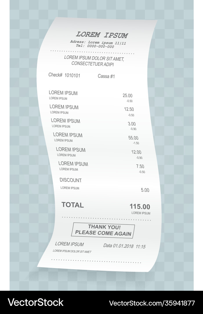 Payment check isometric buying financial invoice Vector Image