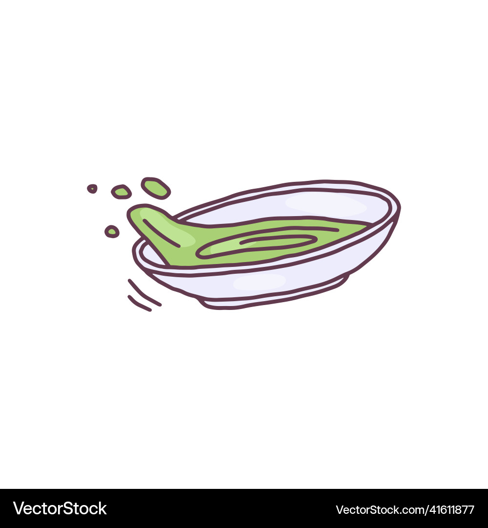 Plate with soup in hand drawn doodle style Vector Image