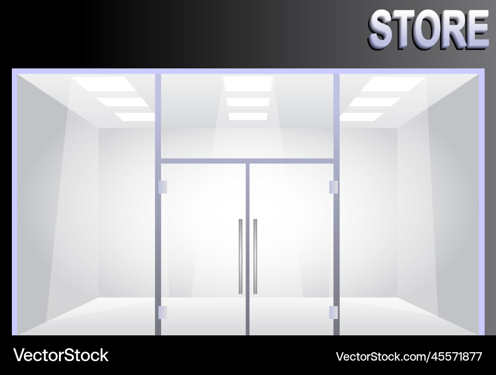 Shop facade with glass window and doors Royalty Free Vector