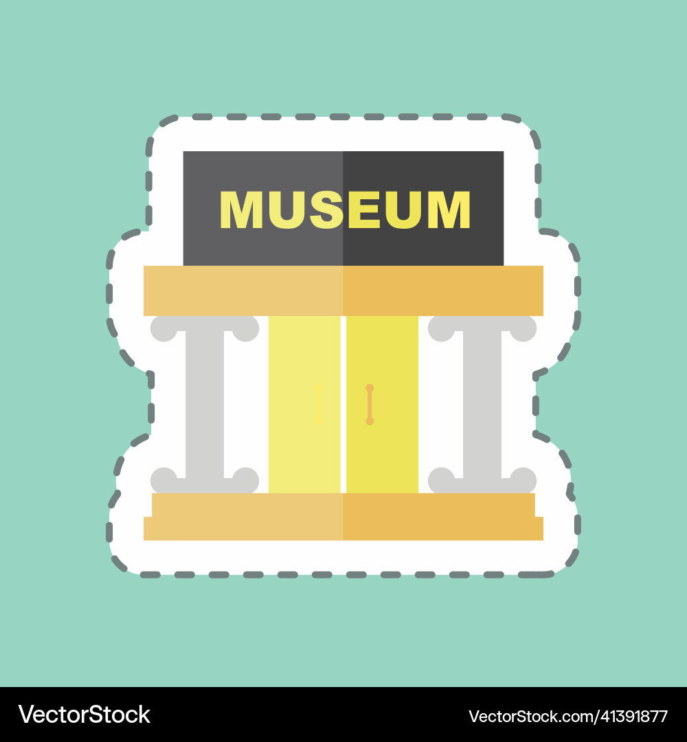 Sticker museum building ii line cut - simple Vector Image