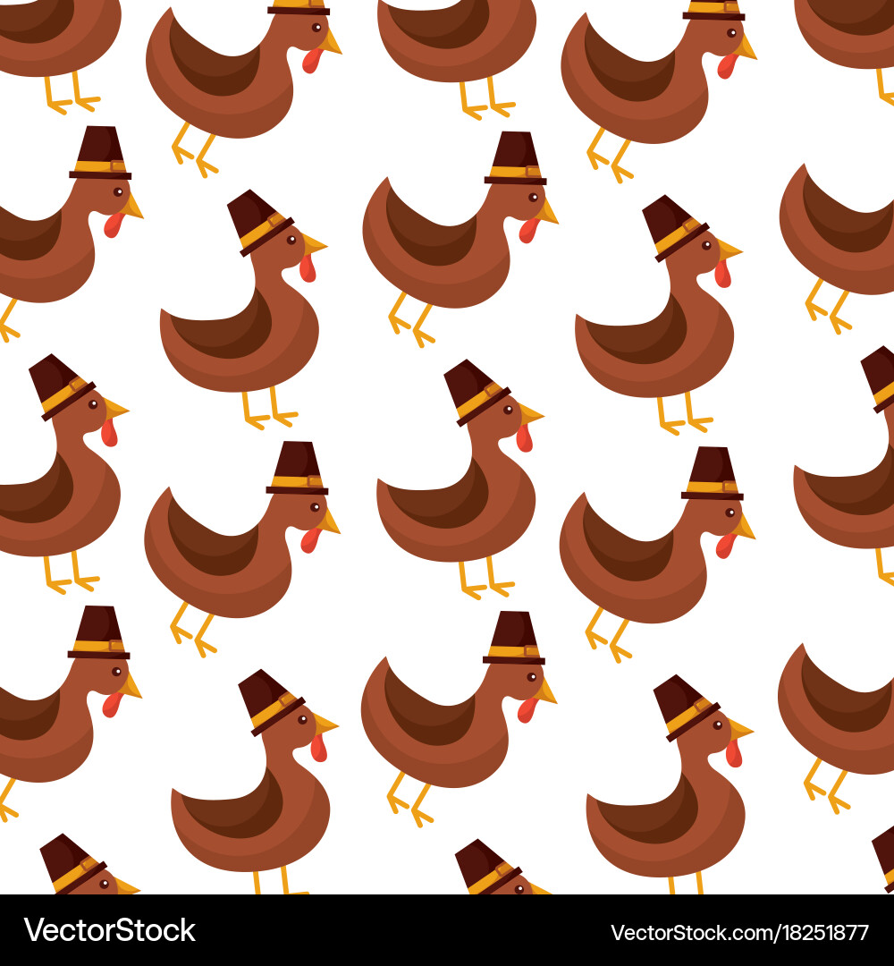 Thanksgiving day cute turkey with hat design Vector Image