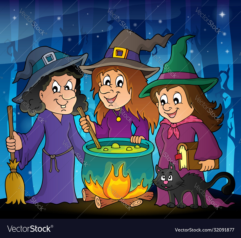 Three witches theme image 2 Royalty Free Vector Image