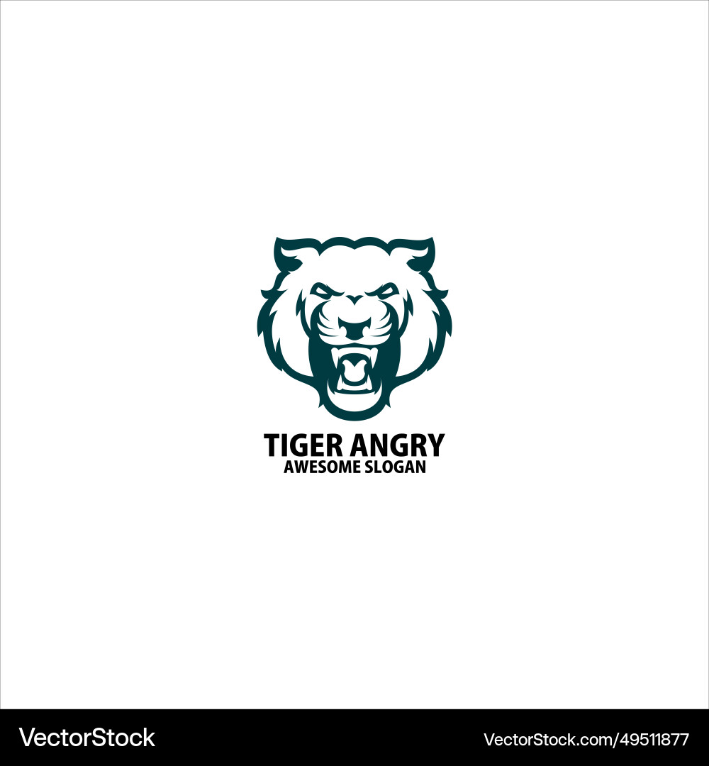 Tiger angry logo design line art Royalty Free Vector Image